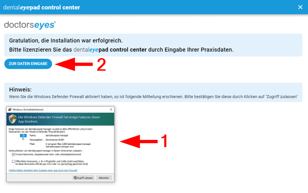 dentaleyepad einrichtung - dentaleyepad